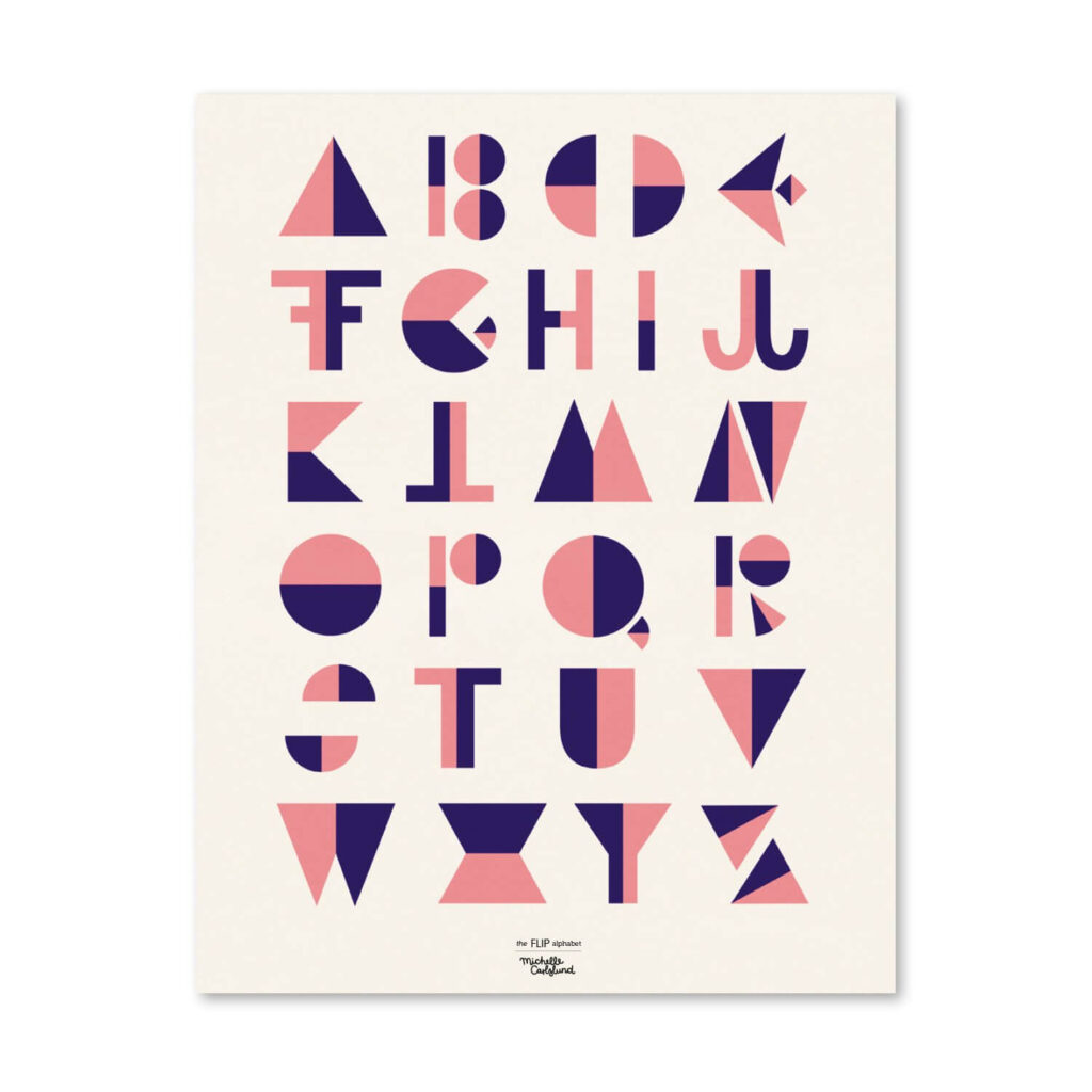 Flip Alphabet Poster - Pink - Michelle Carlslund Illustration