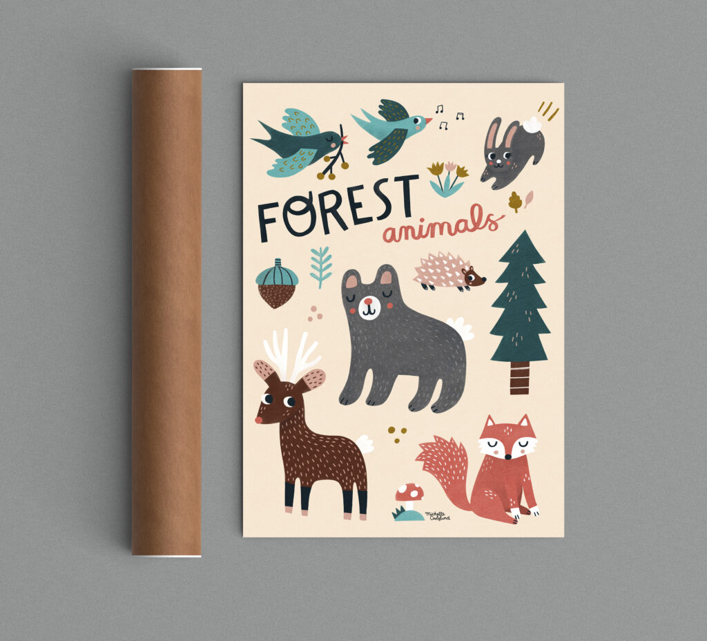Forest Animals - poster - Michelle Carlslund Illustration