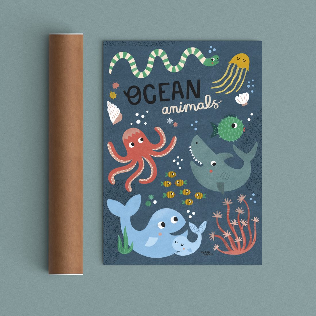 Ocean Animals Poster - Michelle Carlslund Illustration