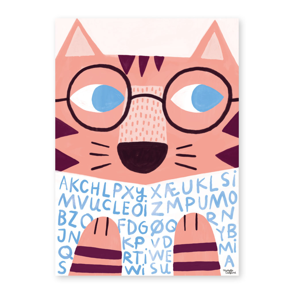 Reading Tiger Poster - Michelle Carlslund Illustration